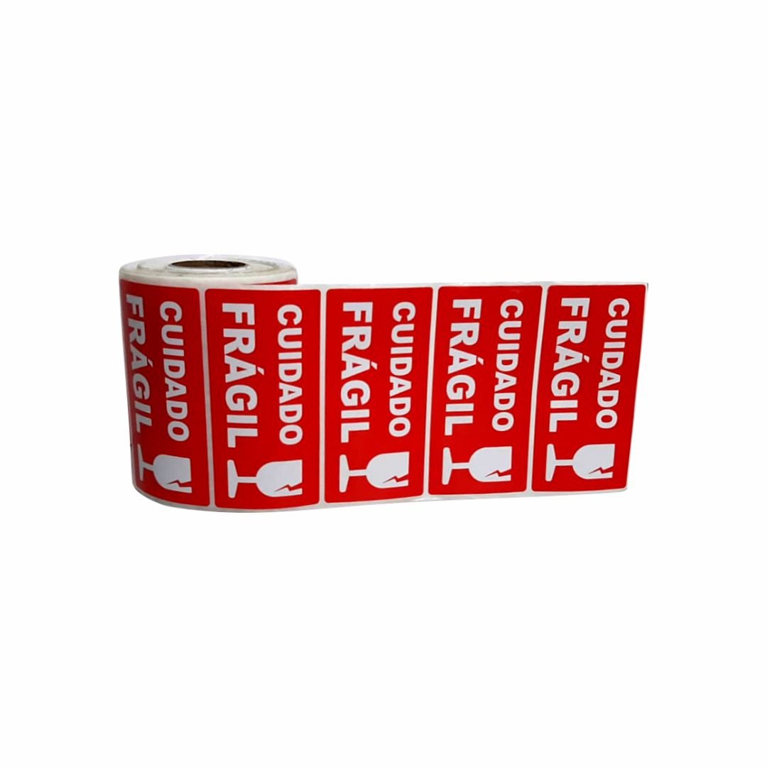 5 rolos Etiqueta adesiva Selo Cuidado Frágil 100mmx50mm